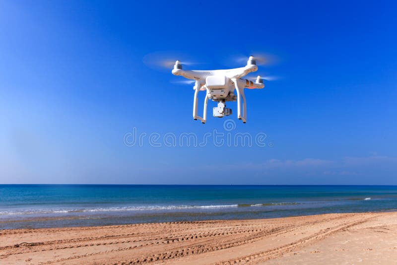 White Drone Equipped with High Resolution 4K Video Camera Stock Image ...