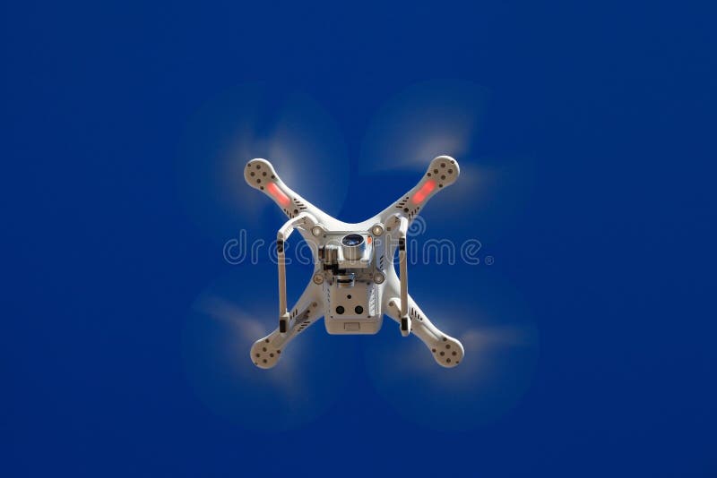 White Drone Equipped with High Resolution 4K Video Camera Stock Photo ...