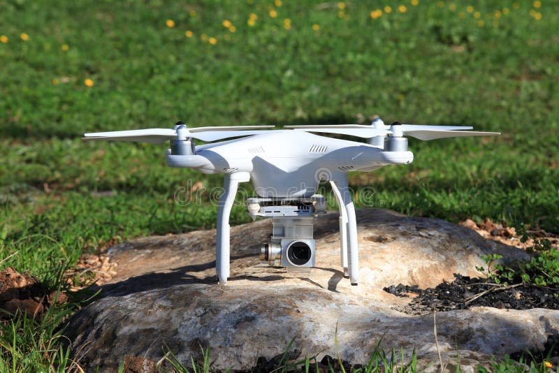 White Drone Equipped with High Resolution 4K Video Camera Stock Image ...