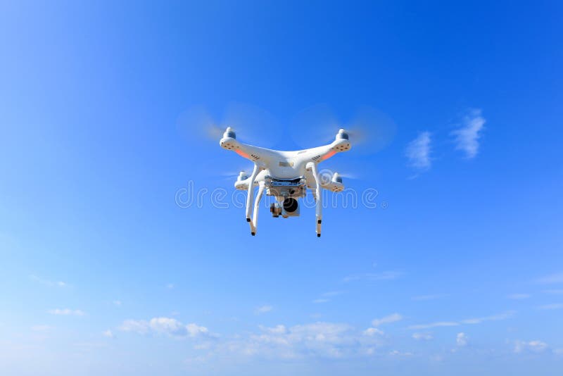 White Drone Equipped with High Resolution 4K Video Camera Editorial ...