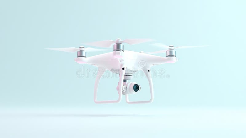 White Drone Hovering Minimalist Stock Illustration - Illustration of ...