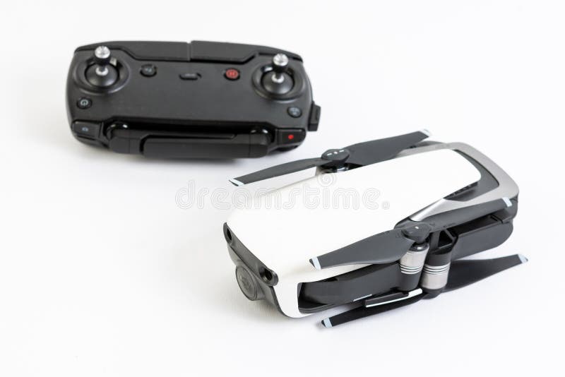 White Drone Plane with Drone Controler Isolated Above White Background ...