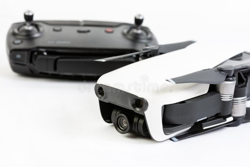 White Drone Plane with Drone Controler Isolated Above White Background ...