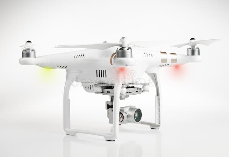White Drone Quad Copter with 4K Digital Camera. Stock Photo - Image of ...