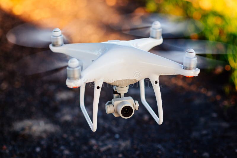 White Drone Quadcopter with Camera I Stock Image - Image of helicopter ...