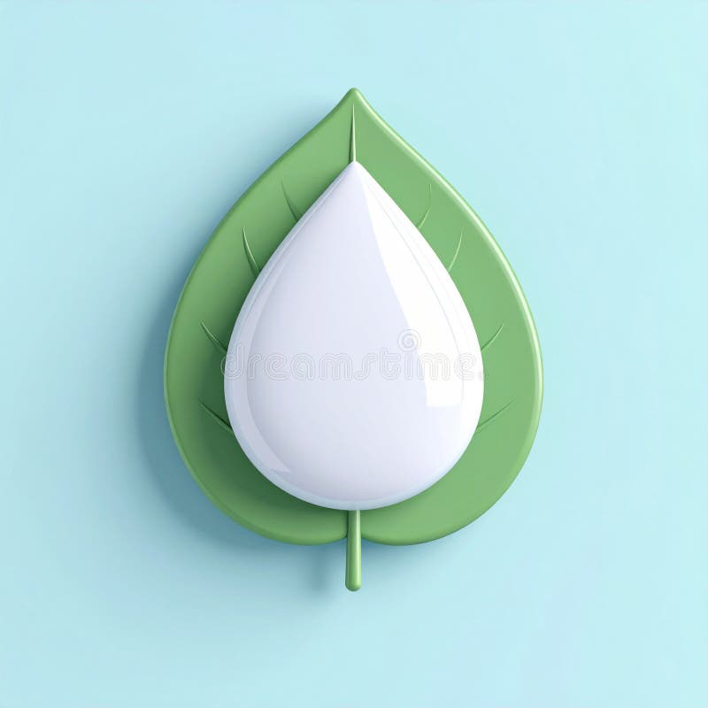 White Drop on Green Leaf, Eco Friendly Concept Stock Illustration ...