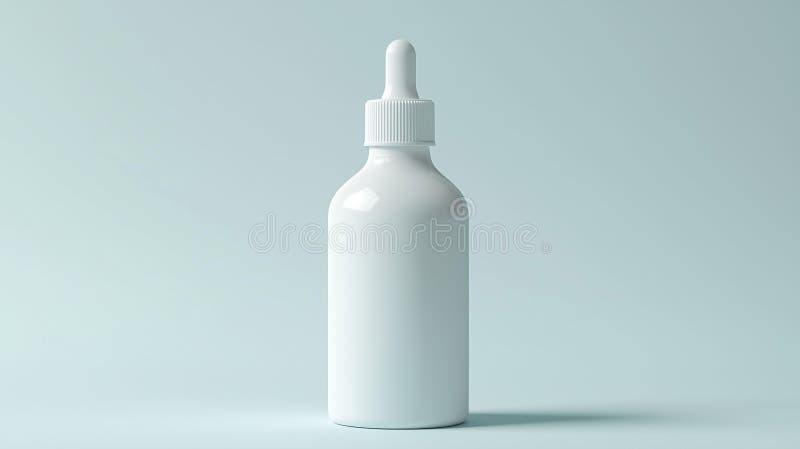 White Dropper Bottle Positioned Against a Minimalistic Light Background ...