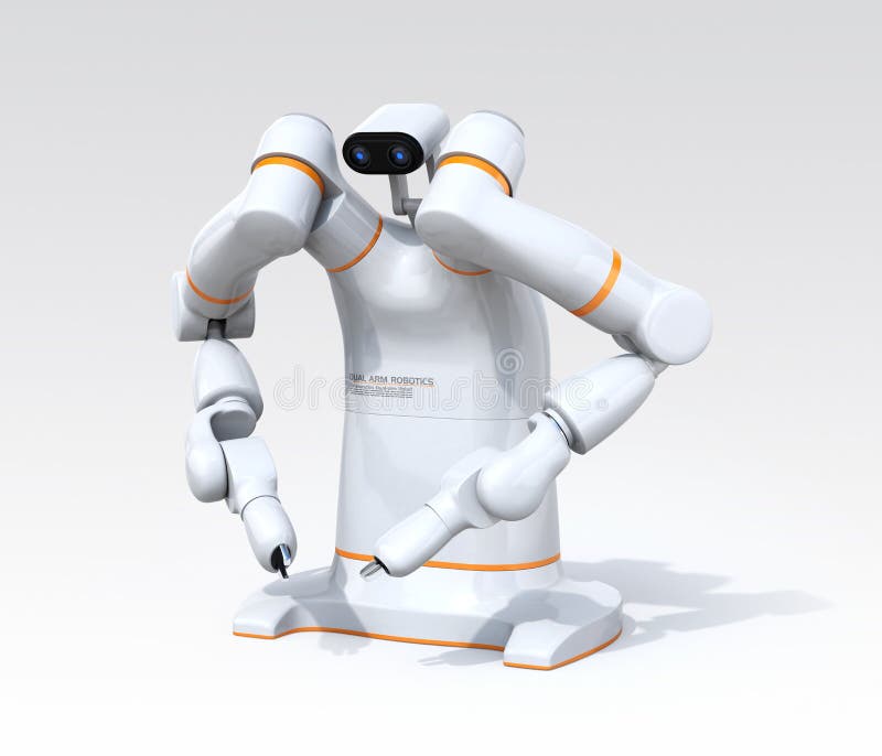 White Dual-arm Robot on Gradient Background Stock Illustration ...