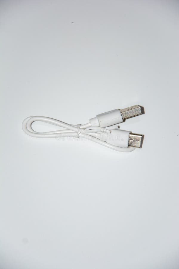 White Dual Head USB Data Cable, Close-up of a Simple Pure White ...