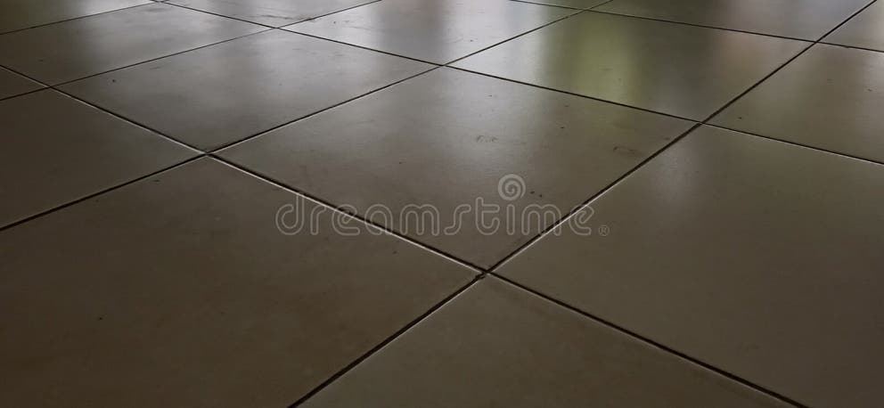 White Dull Ceramic Tile Floor in Dim Light Room. Stock Image - Image of ...