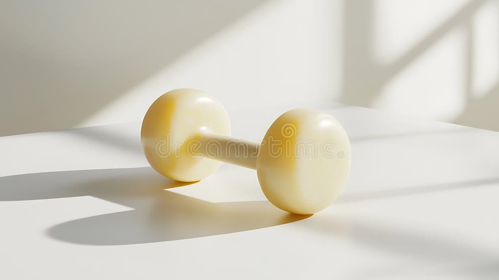 A White Dumbbell is Sitting on a Table Stock Photo - Image of object ...