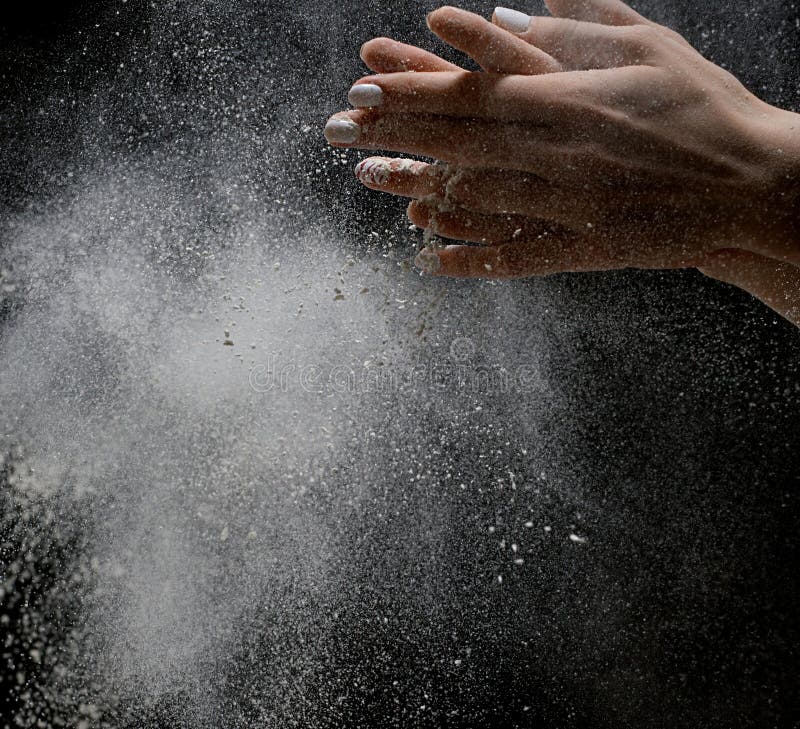 White Dust Cloud Close Up Shot on Black Stock Image - Image of acrobat ...