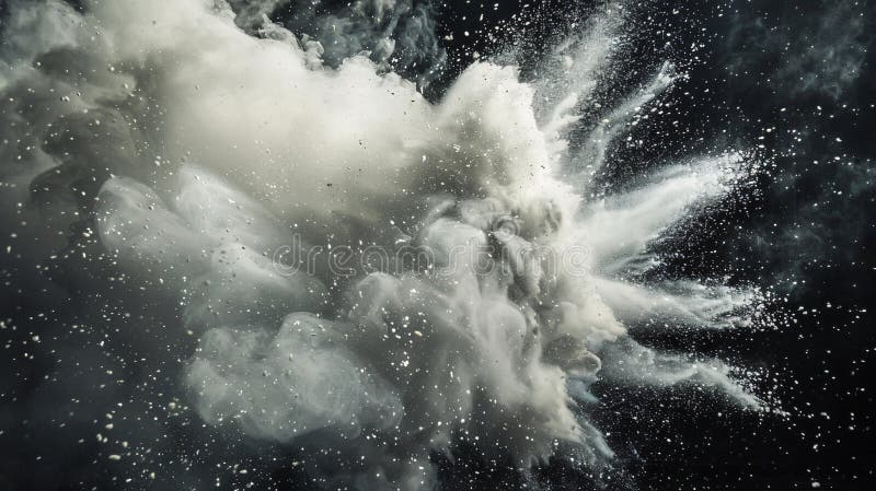 White Dust Explosion on Dark Background Still Image Stock Illustration ...