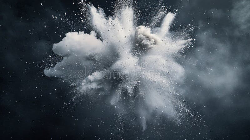 White Dust Explosion on Dark Background Still Image Stock Illustration ...