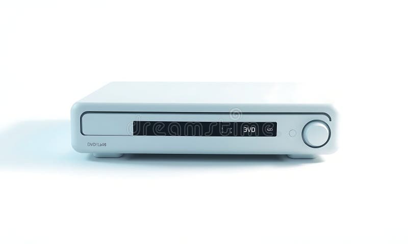 White D V D Player with Black Display Showing 3 V D and a Round Control ...