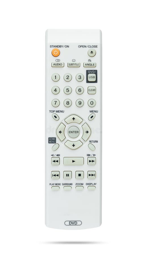 White Dvd Player Remote Control, Isolated on White Background. Front ...