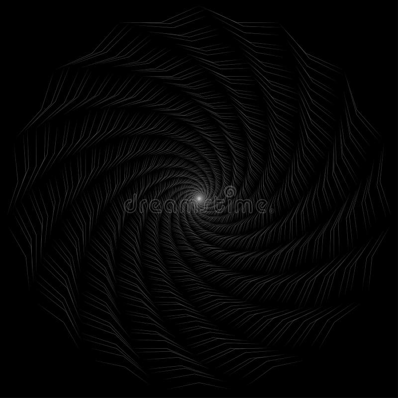 White Dynamic Geometry Spiral Shape on Black Background Stock Vector ...