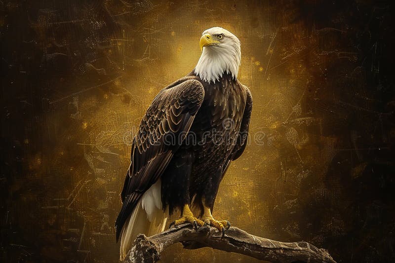 A White Eagle Standing on Top of a Dead Branch, High Quality, High ...