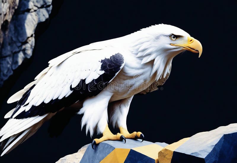 A White Eagle with Yellow Beak and Talons Perched Stock Illustration ...