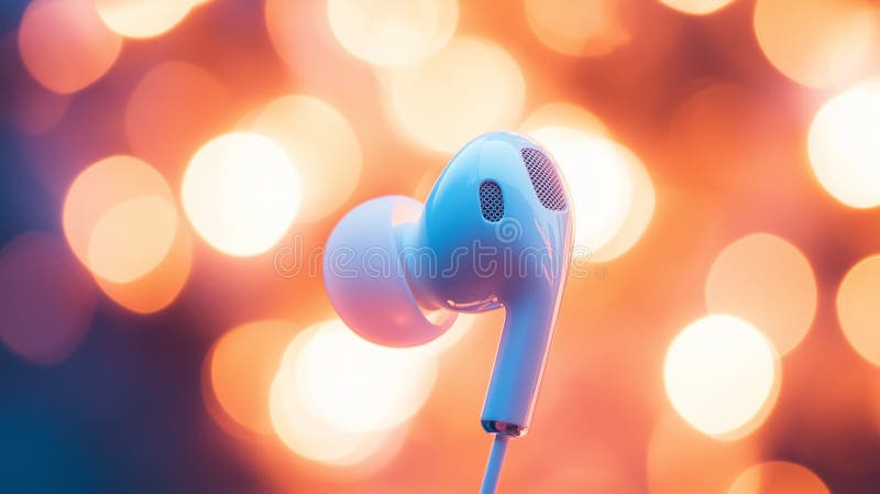 White Earbuds Against an Abstract Background Stock Photo - Image of ...