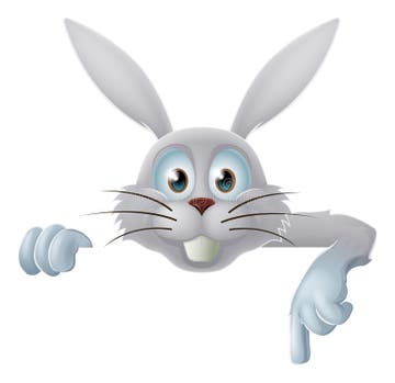 White Easter Bunny Pointing Down Stock Vector - Illustration of board ...