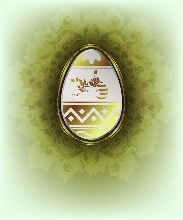 White Easter Egg with Bunny Rabbit and Ornament Stock Vector ...
