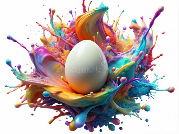 White Easter Egg Surrounded by a Colorful Paint Explosion Stock Vector ...