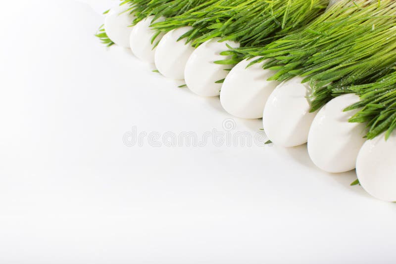 White Easter Eggs in the Grass Stock Photo - Image of green, easter ...