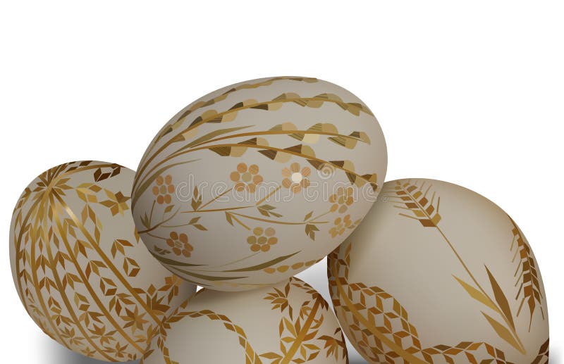 White Easter Eggs with Ornamental Pattern Stock Vector - Illustration ...