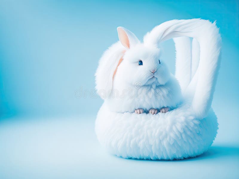 A White Easter Fluffy Bunny Sitting on a Fluffy Chair. Ai Generative ...