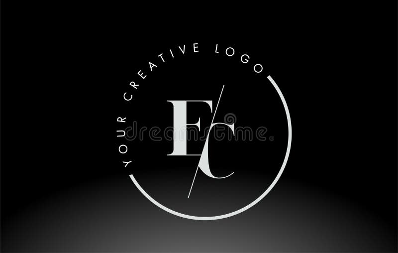White EC Serif Letter Logo Design with Creative Intersected Cut Stock ...