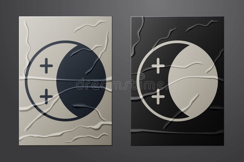 White Eclipse of the Sun Icon Isolated on Crumpled Paper Background ...