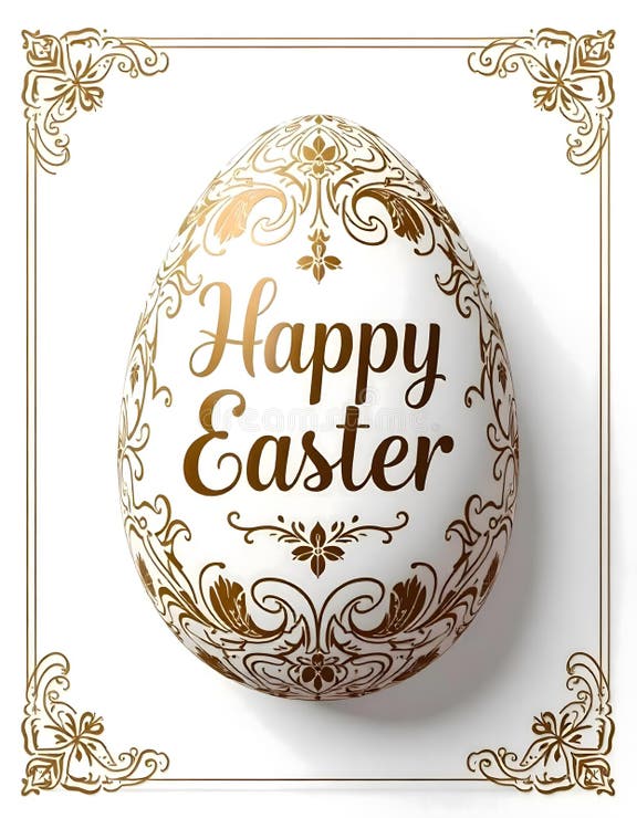 Elegant Egg Embellished with Golden Filigree and Happy Easter Stock ...
