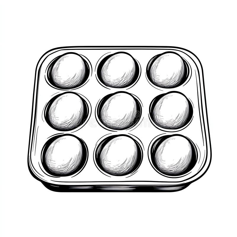 A White Egg Muffin Pan with Nine Muffins in it Stock Illustration ...
