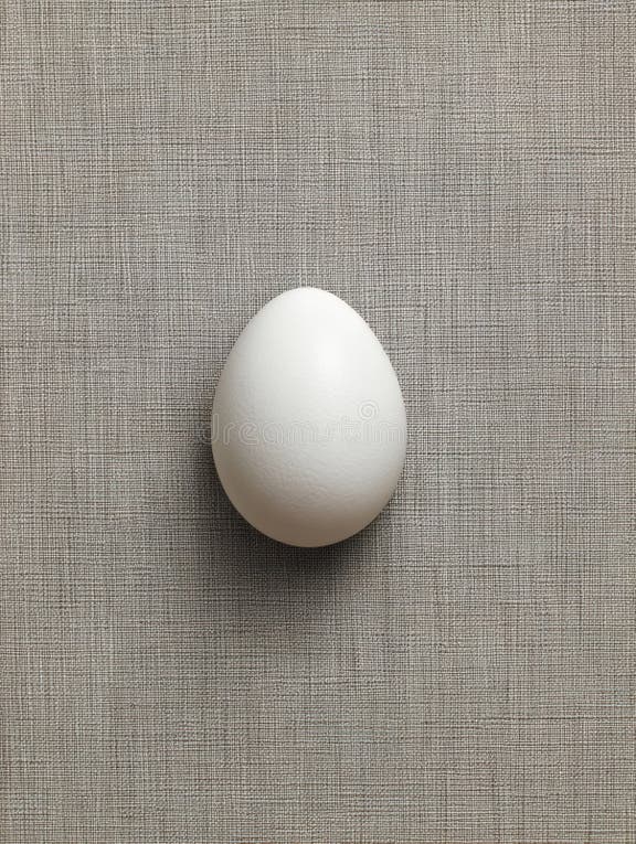 White Egg Resting on Subtle Checkered Cloth Background in a Simple and ...