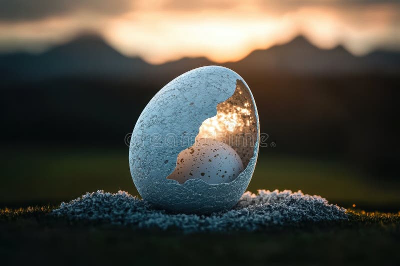 A White Egg Rests Atop a Snow Pile, Symbolizing Purity and the Easter ...