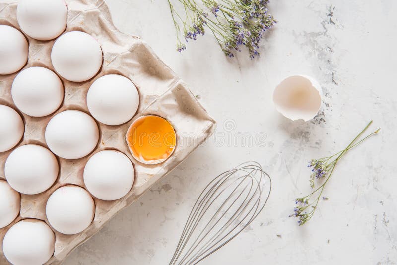 White Eggs in a Box on a Light Background Stock Photo - Image of ...