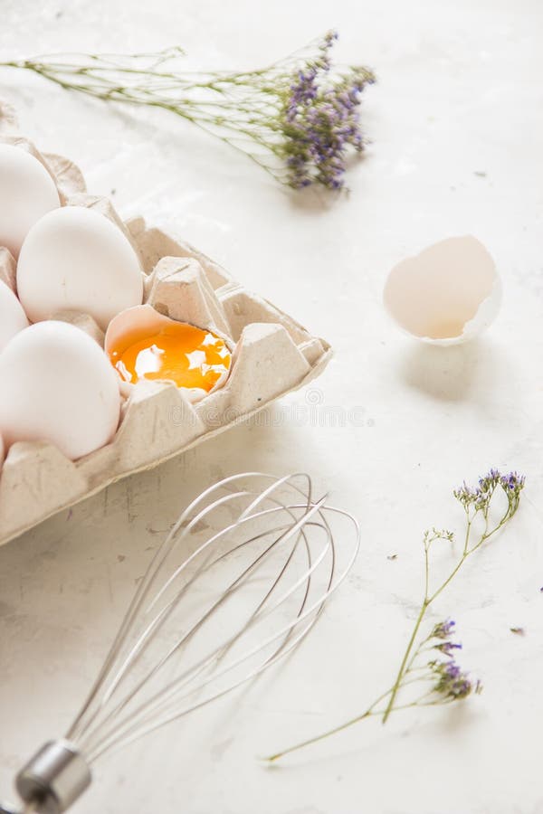 White Eggs in a Box on a Light Background Stock Photo - Image of ...