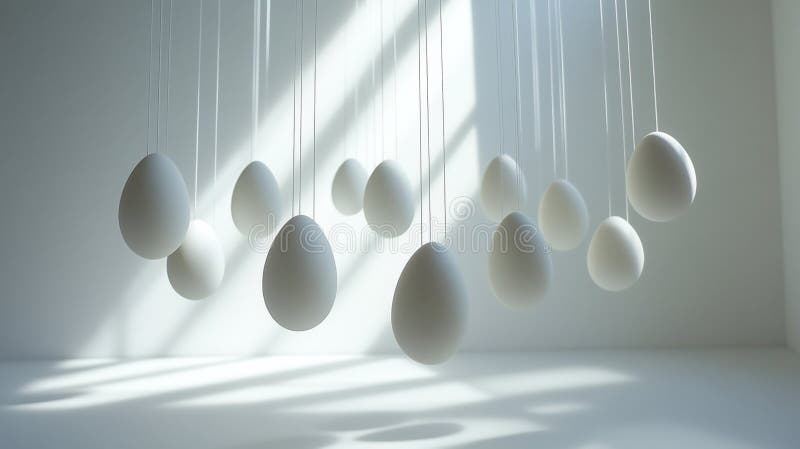 White Eggs Dangle from the Ceiling, Creating a Festive Atmosphere ...