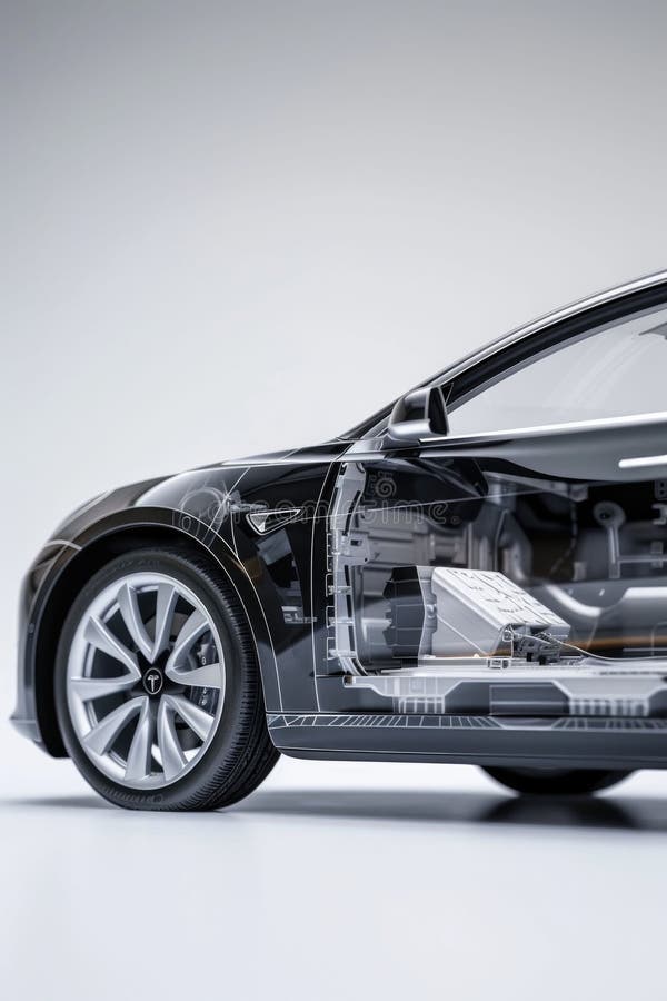 White Electric Car with Open Doors Under Soft Light in a Futuristic ...