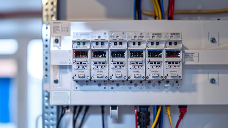 White Electric Fuse Box on a Wall Stock Photo - Image of cable, circuit ...