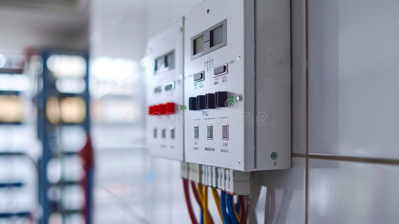 White Electric Fusebox on a Wall Stock Image - Image of system ...