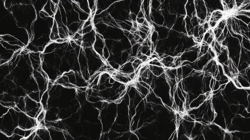 White Electric Lightning Pattern on Black Background with Dramatic ...