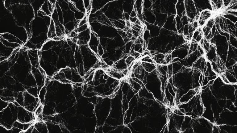 White Electric Lightning Pattern on Black Background with Dramatic ...