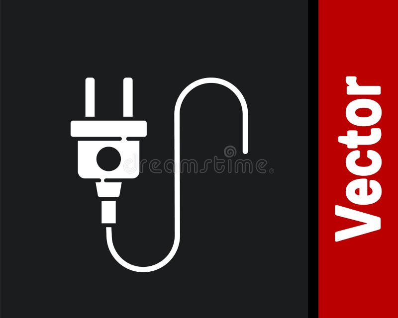 White Electric Plug Icon Isolated on Black Background. Concept of ...