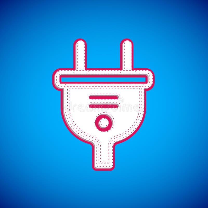 White Electric Plug Icon Isolated on Blue Background. Concept of ...