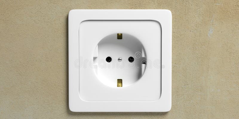 Electric Power Socket Isolated on Beige Color Wall. 3d Illustration ...