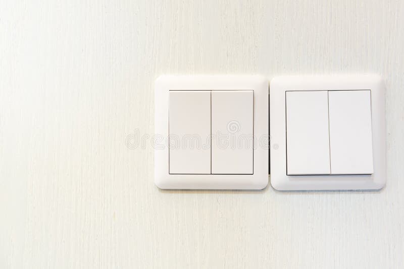 White Electric Switch on Wall Stock Photo - Image of closeup, space ...