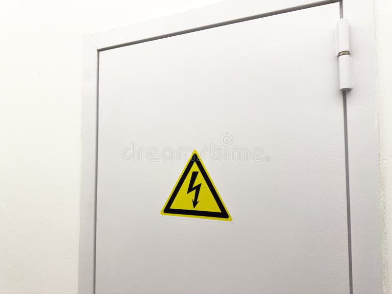White Electrical Cabinet Door with High Voltage Triangle, Black ...