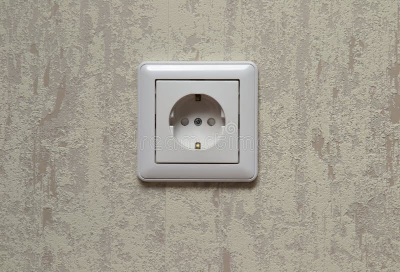 White Electrical Outlet on a Light Wall Stock Photo - Image of connect ...